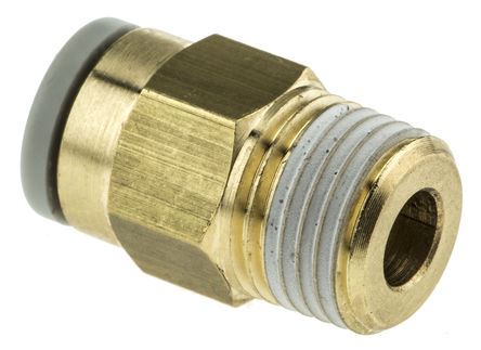 KQ2H06-01AS | SMC KQ2 系列 KQ2H06-01AS 黄铜 气动直向螺纹-管适配器, R 1/8 外螺纹连接, 推入式 6 mm管连接, -5 → +60°C | SMC ...