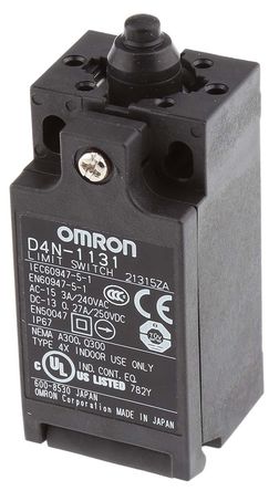 D4N-1132 | Omron D4N 系列 安全开关 D4N-1132, 带滚轮柱塞执行器, 常开/常闭 | Omron|621-1543